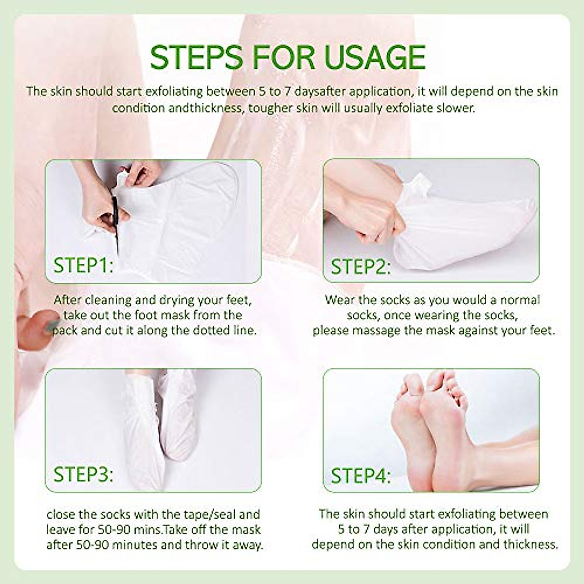 Foot Peel Mask 3 Pack,Remove Callus & Repair rough heals-Men Women (Cucumber)