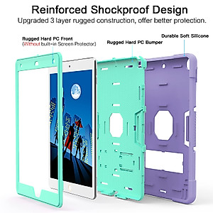 Cantis Case for ipad 9th Generation/ 8th Generation/ 7th Generation, Slim Heavy Duty Shockproof Rugged Protective Case with Built-in Stand for iPad 10.2 inch 2021/2020/2019, Purple+Teal