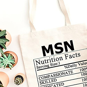 WCGXKO MSN Gift Master of Science in Nursing Gift MSN Nutrition Facts Nurse Tote Bag Medical School Graduation Gift (MSN tote)