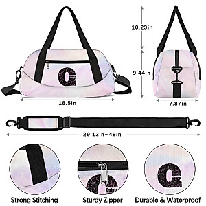 Personalized Gym Bag for Girls Teens, Custom Dance Bag Overnight Small Duffel Bag Carry On Weekend Sports Travel Bag for School Practice Gymnastics Ballet, Gradient Star Spots-Q