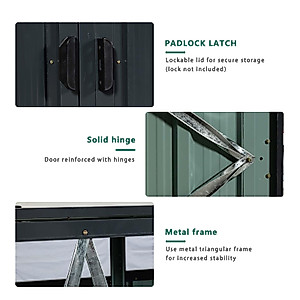 Outdoor Garbage Bin Storage Shed Stores 3 Trash Cans, Metal Bin Shed with Lockable Doors, Durable Stainless Galvanized Steel, Ventilated Bin Shed for Garden Yard Lawn, Black