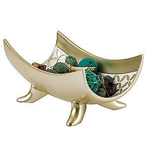 Creative Scents Schonwerk Diamond Lattice Decorative Bowl Table Centerpiece - Home Decor for Living Room, Centerpieces for Dining Room and Coffee Table (Gold & White)