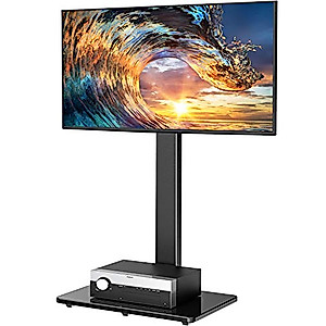 PERLESMITH Universal Floor TV Stand/Base with Swivel Mount for Most 37-70 inch LCD LED TVs - Height Adjustable, Cable Management and Space Saving, VESA 600x400mm, Perfect for Corner & Bedroom PSFS01