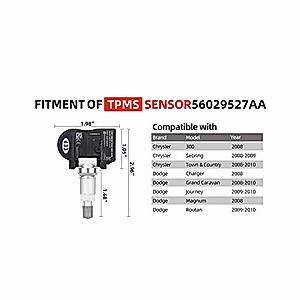 SEINECA 56029527AA 433MHz Tire Pressure Monitoring System (TPMS) Sensor Compatible with Dodge Charger Journey Grand Caravan Magnum Routan Chrysler 300 Sebring Town & Country