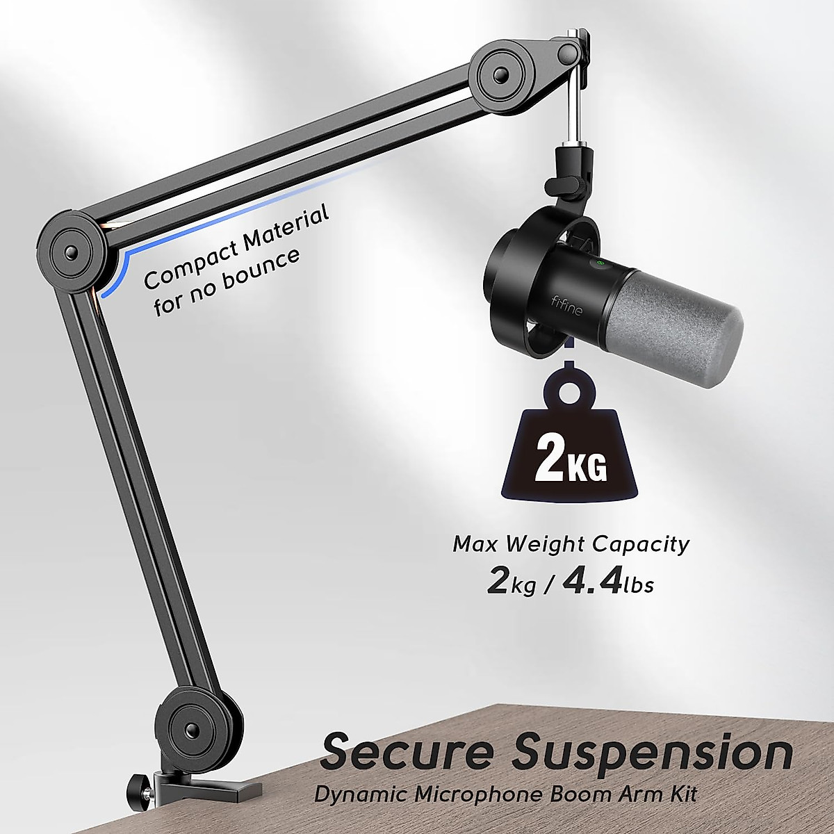 FIFINE Dynamic Microphone and Heavy Duty Boom Arm Kit,XLR/USB Podcast Recording PC Mic Set with Headphone Jack, Monitoring Volume Control, Windscreen for Vocal Streaming Voice-Over Gaming (K688+BM63)