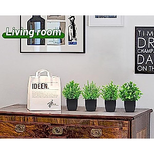 Der Rose Set of 4 Packs Small Fake Plants Mini Artificial Faux Plants Indoor for Bathroom Farmhouse Room Table Decor