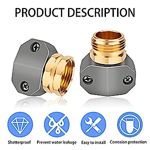 Jeeker Garden Hose Repair Kit, Zinc and Aluminum Male and Female Hose End, Suitable for 3/4 Inch and 5/8 Inch Garden Hoses (Female+Male)