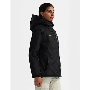 GEMYSE Women's Ski Snow Jacket Warm Winter Waterproof Coat Snowboard Rain Jacket Hooded Windproof Windbreaker（Black,XX-Large）