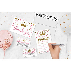 Baby Shower Invitation Set, Books For Baby, Thank You, Diaper Raffle, Fill In Invites Cards, Each Design 25 Cards & Envelopes (Total 100 Cards) – (bb019-taozhuang)