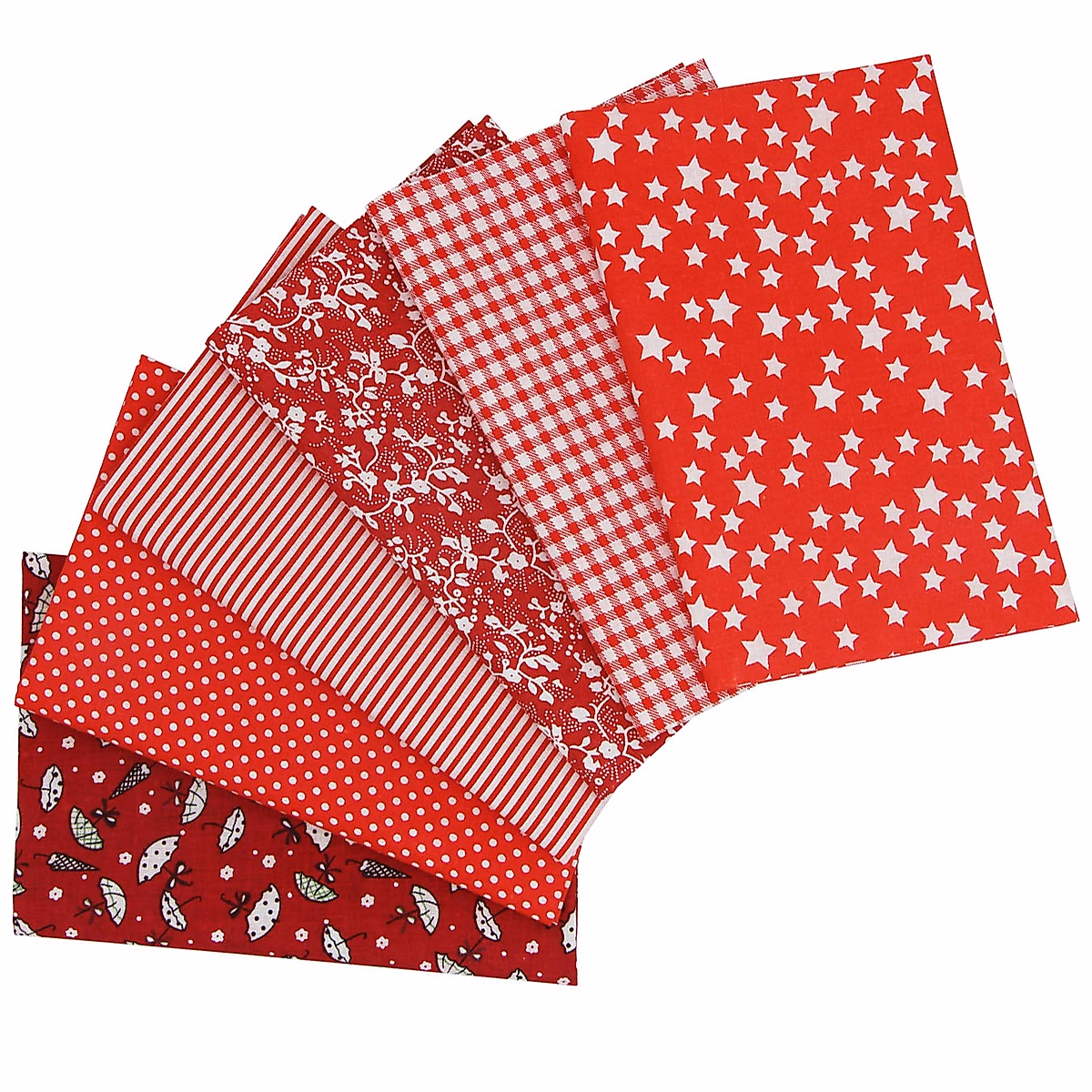 aufodara 6 Pieces 19.6" x 31.4" (50cm x 80cm) Cotton Fabric Precut Rectangle Cotton Craft Fabric Bundle Patchwork for DIY Sewing Scrapbooking Crafting Artcraft (Red)