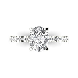 Clara Pucci 2.71 Carat Oval Cut Custom Engraving Moissanite Simulated Diamond Engagement Unique Everlasting Ring 14k White Gold Size 5 US