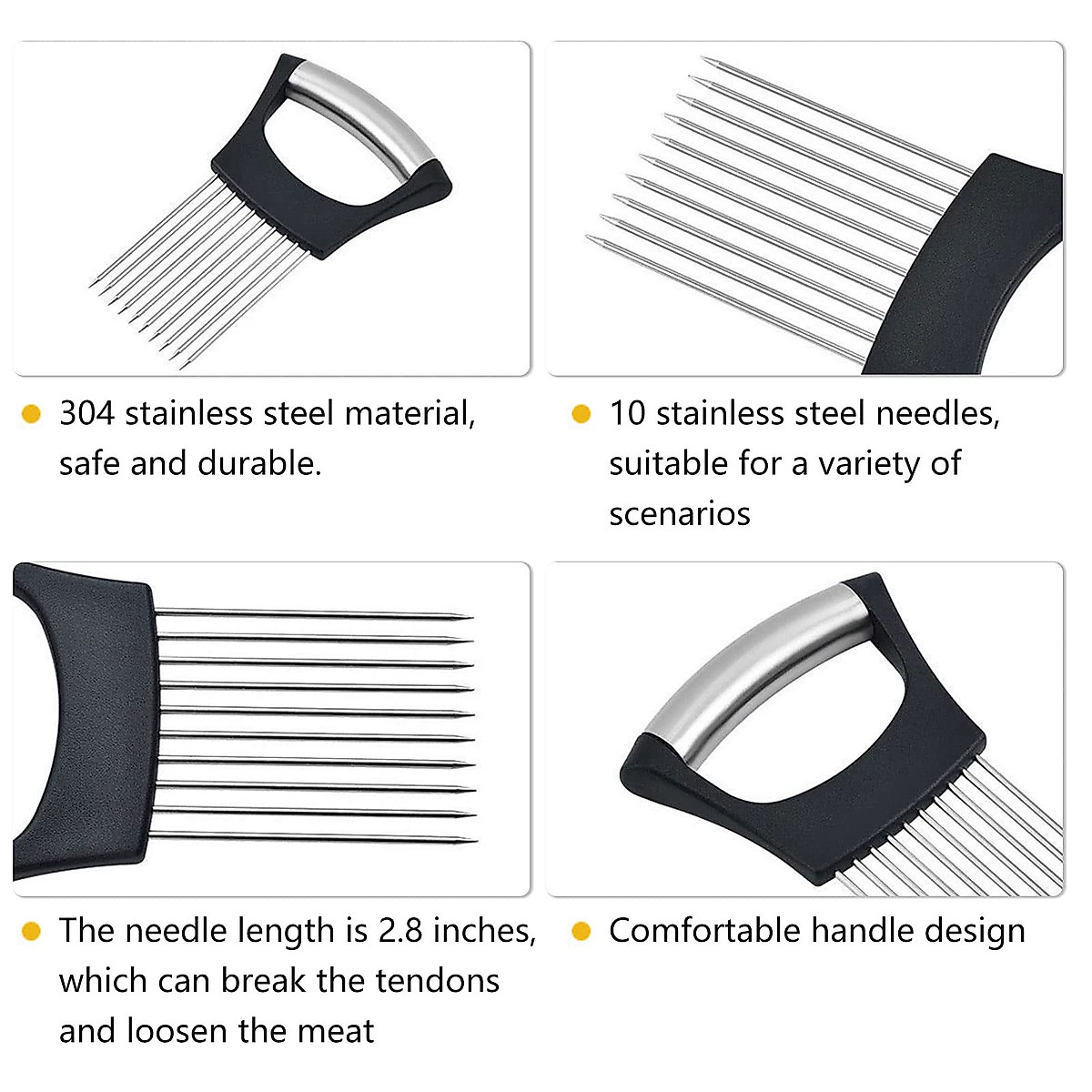 ZOCONE 3 PCS Stainless Steel Finger Guard Onion Holder for Slicing Set, Kitchen Safe Steel Slicing Tool for Hands, Finger Protector Knife Guard for Chopping, Cutting