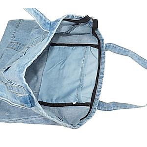 YunZh Denim Tote Bag Casual Style Lightweight Classic Retro Travel Shopper Shoulder Handbag