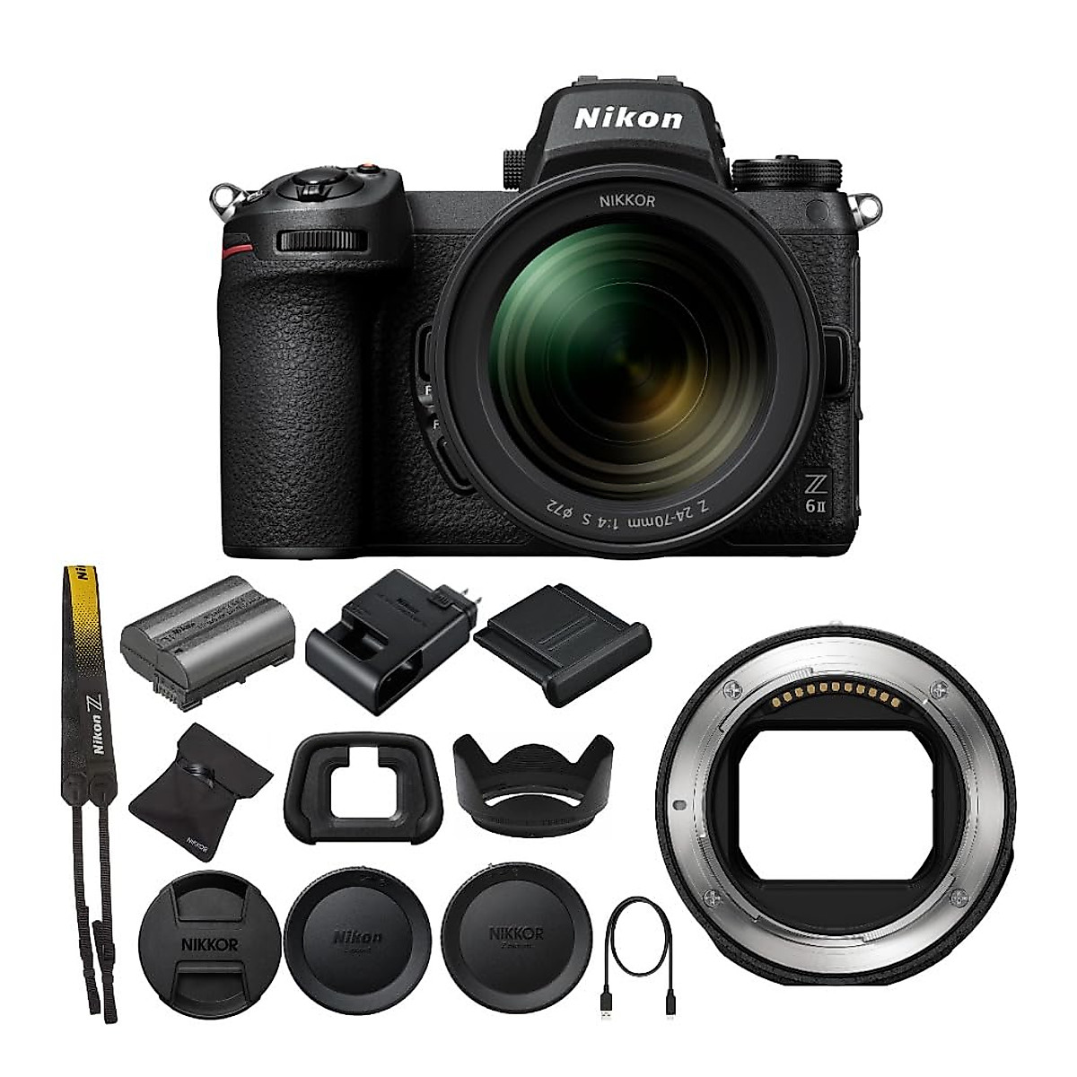 Nikon Z 6II FX-Format Mirrorless Camera with NIKKOR Z 24-70 and FTZ II Mount Adapter Bundle (2 Items)