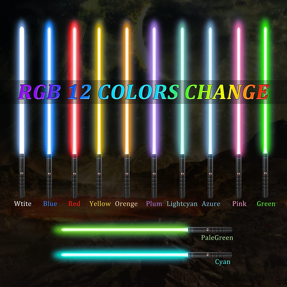 jvmusaber Lightsaber Toy, 8-12 Year Old Boy Girl Birthday Gift, 2-in-1 Detachable USB C Charge Light Saber, 12 Colors and 4 Modes & Sounds, for Kid and Adult Christmas Thanksgiving Gifts (Black)