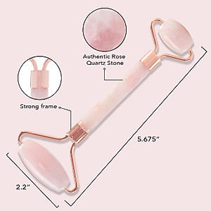 Kitsch Face Massager Rose Quartz Face Roller for Skin Care, Facial Roller & Jade Roller for Face Aging Wrinkles and Lifting, Eye Roller for Puffy Eyes, Rose Quartz Roller for Face Neck Fine Lines 1 Pc