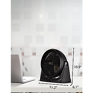 BLACK+DECKER Turbo Desk Fan – Electric Portable 7 Inch Table Fan with Adjustable Tilt for Quiet Cooling, Black