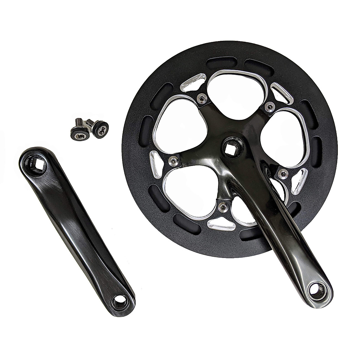 Lasco 56T Forged Crankset with 170mm Forged Arms CNC Aluminum Chaingard for ebikes, electric and folding bicycles