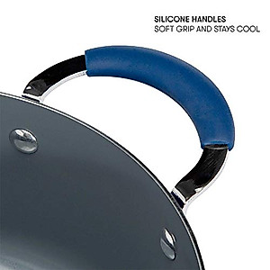 Cooking Light Nonstick Ceramic Pots and Pans Set with Silicone Stay Cool Handles, Dishwasher Safe, 12-Piece Cookware Set, Blue