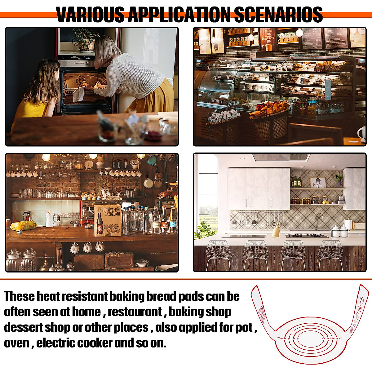 4 Pieces Silicone Baking Mat for Dutch Oven Bread Baking Non Stick Baking Mat with Long Handle 8.3 Inch Reusable Silicone Baking Sheets Heat Resistant Baking Bread Pad for Dough Pastry