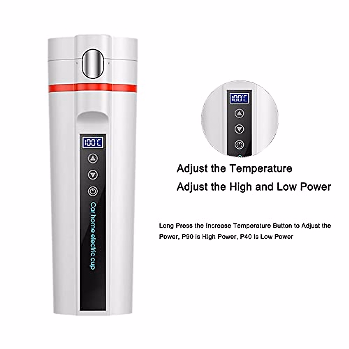 TOTMOX Car Heating Cup, Intelligent Temperature Control LCD Digital Display 450ml/15oz, Insulated Travel Coffee Mug Double Wall Vacuum Insulated Tumbler for Coffee, Tea & Drinks