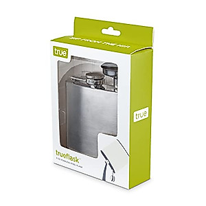 TRUE Stainless Steel Metal Men and Women Drinking Flasks for Vodka Whiskey Tequila Rum Cocktails, Travel, Backpacking, 6 oz, Set of 1, Silver