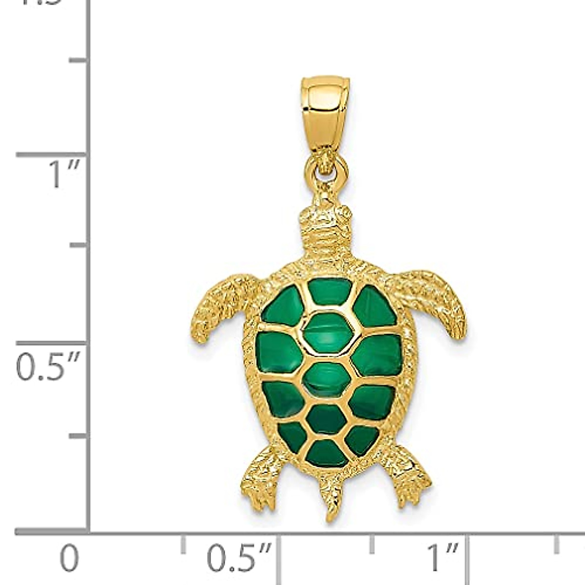 IceCarats 14K Yellow Gold Green Sea Turtle Necklace Charm Pendant 30mm x 18mm Only