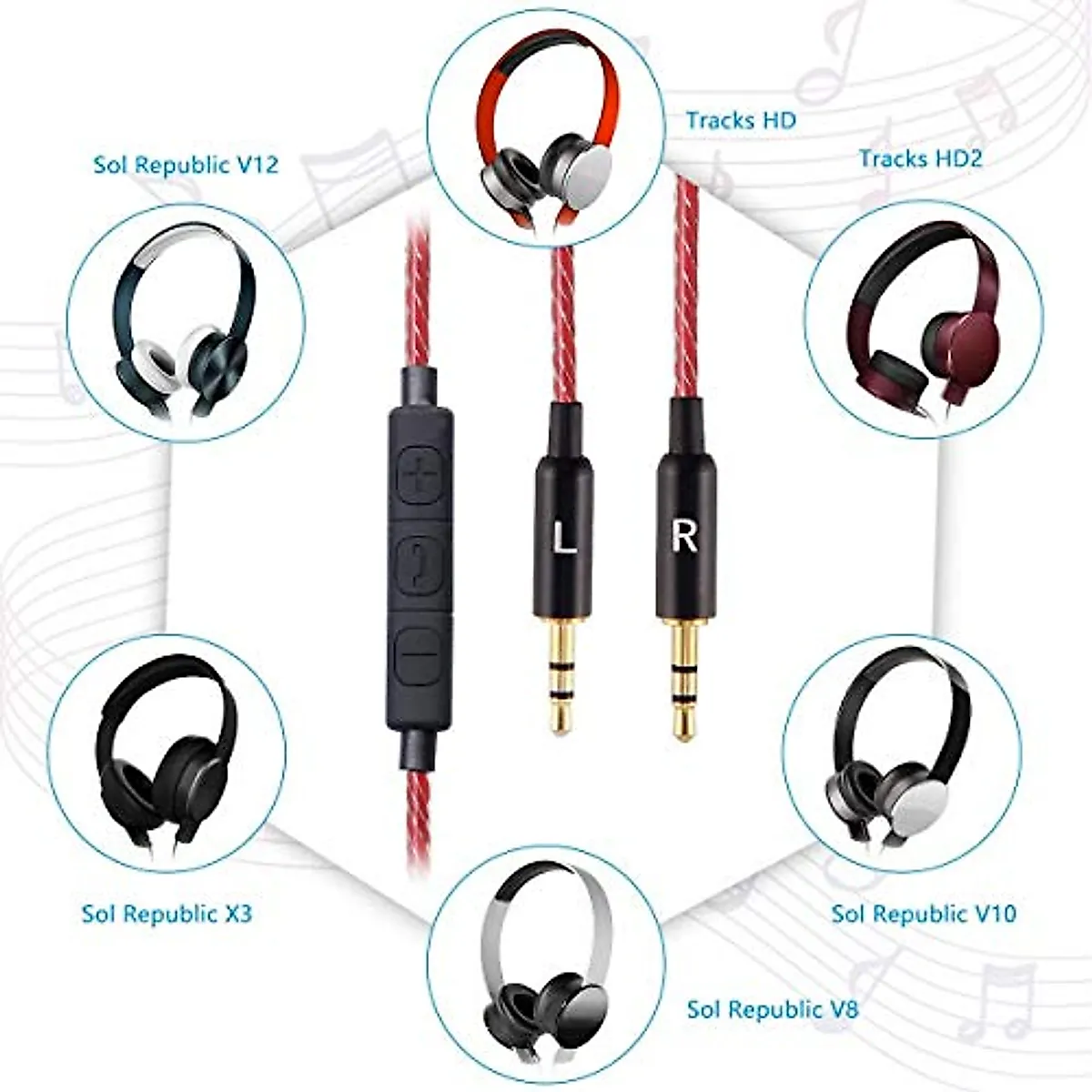 Saipomor Sol Republic V10 Extension Cable with Remote Volume and Mic ...
