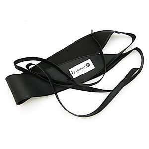 Fashion 21 Women's Wide Lace, Faux Leather Self Tie Wrap Obi Waist Belt (2 Style) (Black)