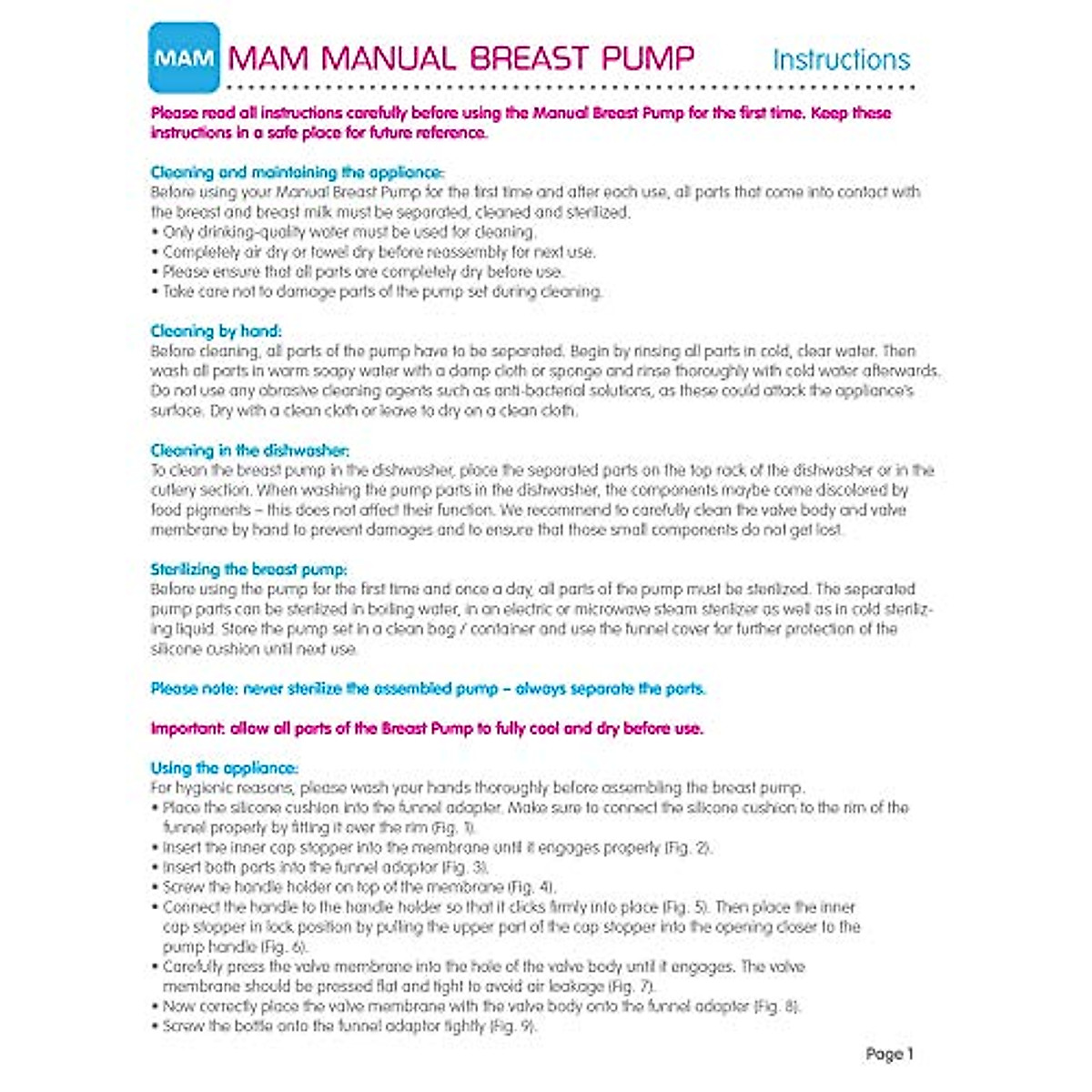 MAM Manual Breast Pump Portable Breast Pump with Easy Start Anti-Colic Baby Bottle Includes 2 Bottle Nipples 1-Count Green One Size