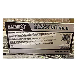 Ammex ABNPF46100 (2 Pack) Black Nitrile Glove, Medical Exam, Latex Free, Disposable, Powder Free, Size Large