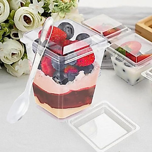 Ro&ario 50 Pack 5 oz Dessert Cups with Lids Parfait Cups with Lids Fruit Cups with Lid Appetizer Cups for Party Mini Dessert Cups Clear Plastic Cups Pudding Fruit Ice Cream Cups