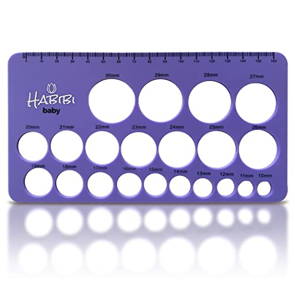 Habibi Baby Nipple Measurement Tool for Flanges Silicone Nipple Ruler for Breast Pump Flange or Nipple Shield Size for Breast Feeding Holes & Millimeter Scale for Accurate Measurement 4x7" (PKG of 1)