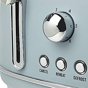 Haden 75026 Highclere Innovative 4 Slice Retro Vintage Countertop Wide Slot Toaster Kitchen Appliance with Self Centering Function, Pool Blue