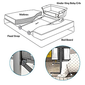 Kinder King Baby Bassinet w/Wheels, Folding Portable Newborn Bedside Sleeper, All-Sided Mesh Infant Crib, Adjustable Height/Angle, Removable Soft Mattress, No Tool to Assemble, Grey