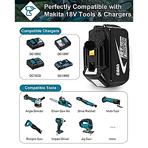 Amityke Battery for Makita 18V Battery 6.0Ah, 4Pack Replacement Batteries Compatible with Makita 18 Volts Battery BL1860 BL1820 1830B 1840B 1850B, Fit with Original Makita 18V Battery Chargers