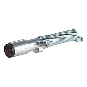 CURT 58083 Trailer-Side 6-Way Round Trailer Wiring Harness Plug with Spring, 6-Pin Trailer Wiring