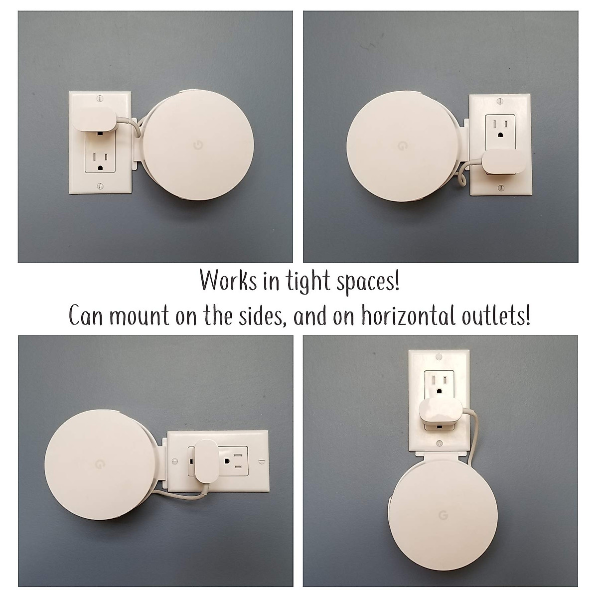 Dot Genie Google WiFi Pro Outlet Holder Mount [Old and New 2020 Version]: The Strongest, Most Versatile Mount Stand Holder for Google WiFi. Great for Home and Businesses! Still No Screws! (1-Pack)