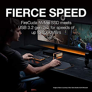 Seagate Firecuda Gaming SSD 1TB External Solid State Drive – USB-C USB 3.2 Gen 2x2 with NVMe for PC Laptop (STJP1000400) (Renewed)
