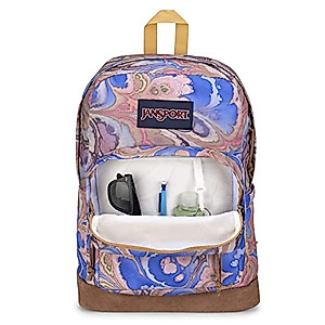 JanSport Right Pack Backpack - Class, Travel, Work, or Laptop Bookbag with Leather Bottom, Marble Mood