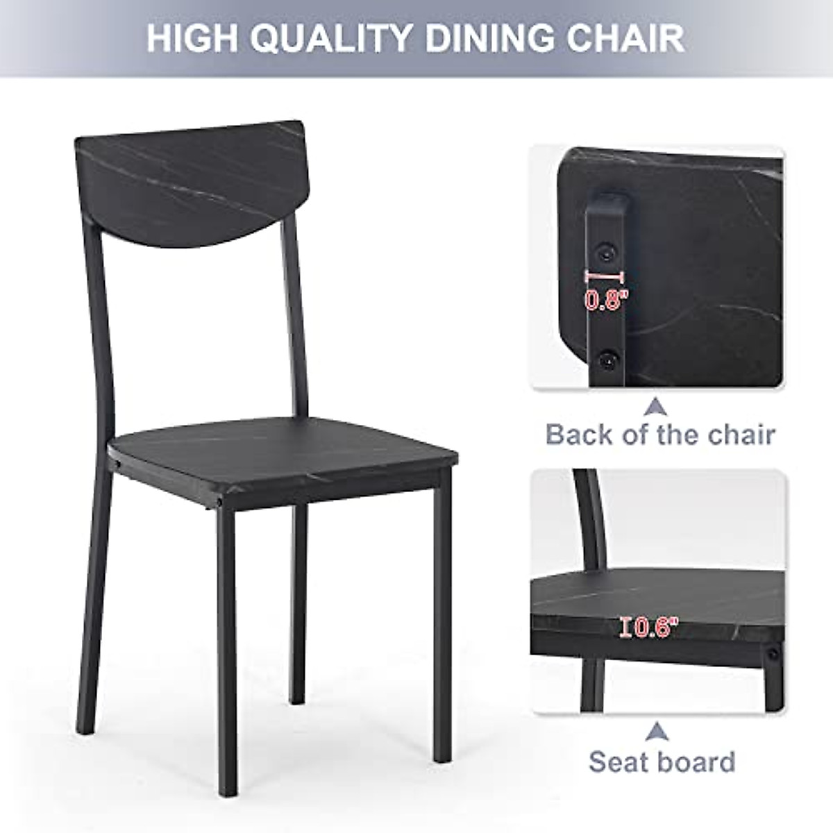 JOMEED 5 Piece Dining Table Set for 4 Kitchen Table and Chairs for 4 Metal and Wood Rectangular Space Saving Dining Table with Chairs Perfect for Dining Room, Kitchen and Small Spaces (Black)