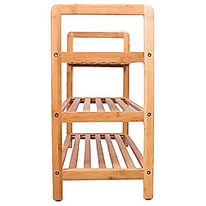 BirdRock Home 3 Tier Free Standing Shoe Rack with Handles - Bamboo - Wood - Closets and Entryway - Organizer - Fits 9 Pairs of Shoes