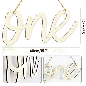 One Wooden Sign One Cutout Letter for 1st Birthday Party,One Sign One Photo Prop for Baby Shower Party Decorations,Wall Decor Table Display Baby Chair Photo Booth Props