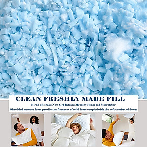 Shredded Memory Foam Pillows Standard/Queen Size Set of 2,Luxury Gel Cooling Bed Pillows 2 Pack for Stomach Back Side Sleeper,Pillows Adjustable Washable Removable Cover,with Extra Fill