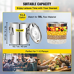 VEVOR Alcohol Still, 13.2Gal / 50L Stainless Steel Water Alcohol Distiller Copper Tube Home Brewing Kit Build-in Thermometer, Silver & Hydrometer - Alcohol, 0-200 Proof and Tralle