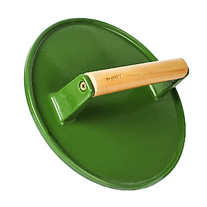Berghoff 2Pc Neo Enameled Cast Iron Cookware Set, Fry Pan 10 Inches, Steak Press, Oven Safe Up To 400°F, Green