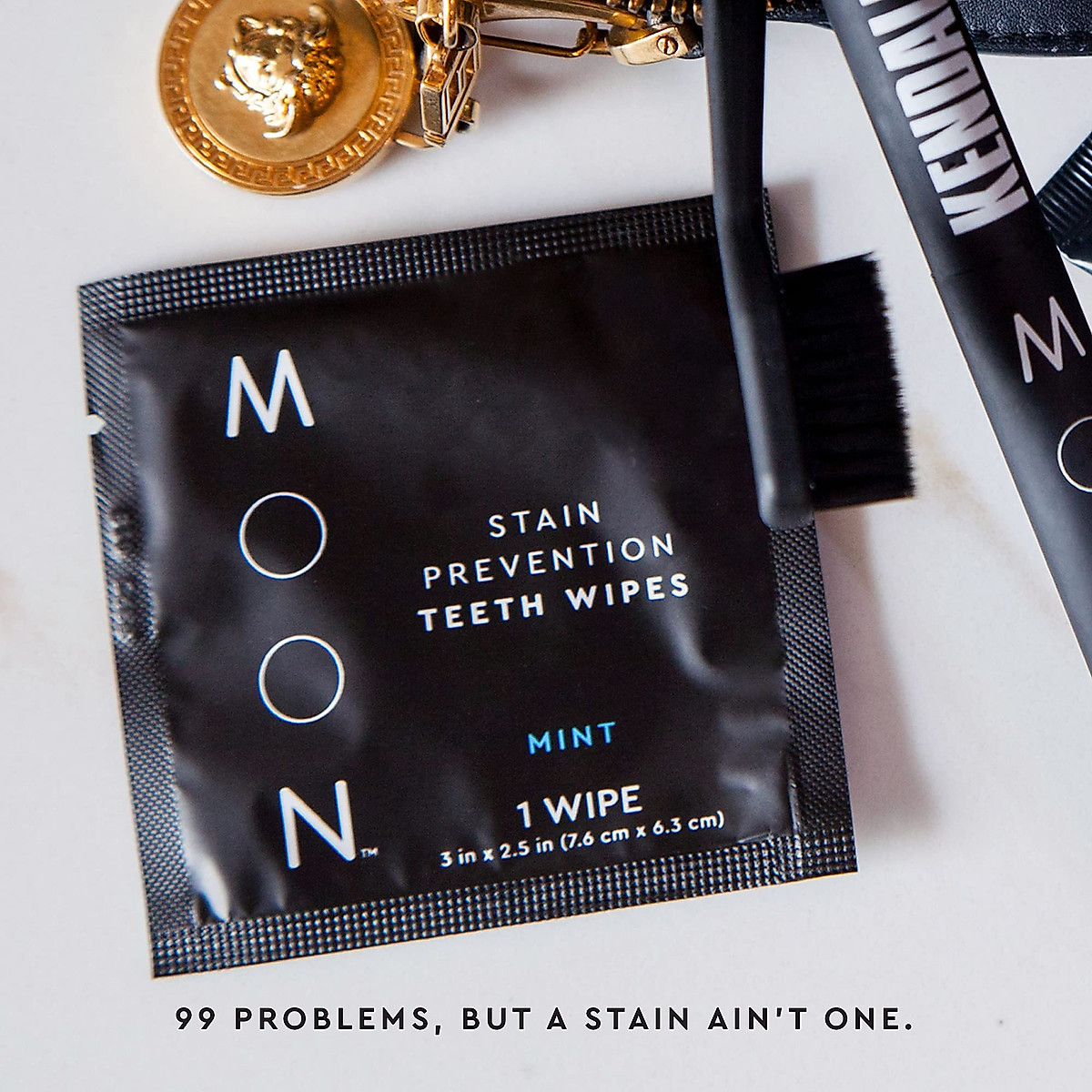 Moon Stain Prevention Teeth Wipes | Whitening + Cleansing Oral Care Wipes - 10 Wipes Per Pack