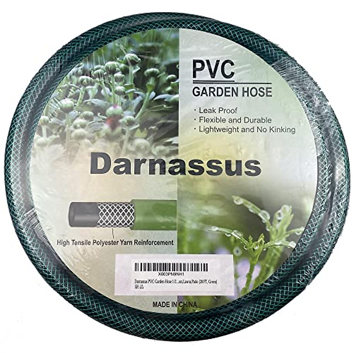 Darnassus PVC Garden Hose 1/2 Inch Green Heavy Duty Water Hose with Solid Brass Fittings,No Leaking, Flexible,for outdoors,Lawns,Patio (20 FT, Green)