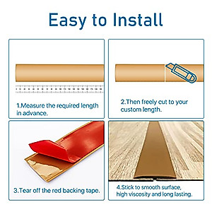Floor Transition Strip Self Adhesive Vinyl Floor Flat Divider Strip Cover Strip Door Transition Strip for Laminate Flooring, 2-Inch by 7-Ft, Light Brown