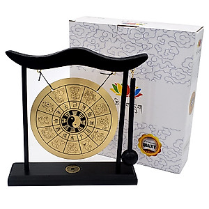 Feng Shui Brass Gong Desktop Zen Art for Fortune + Free Red String Bracelet H1304